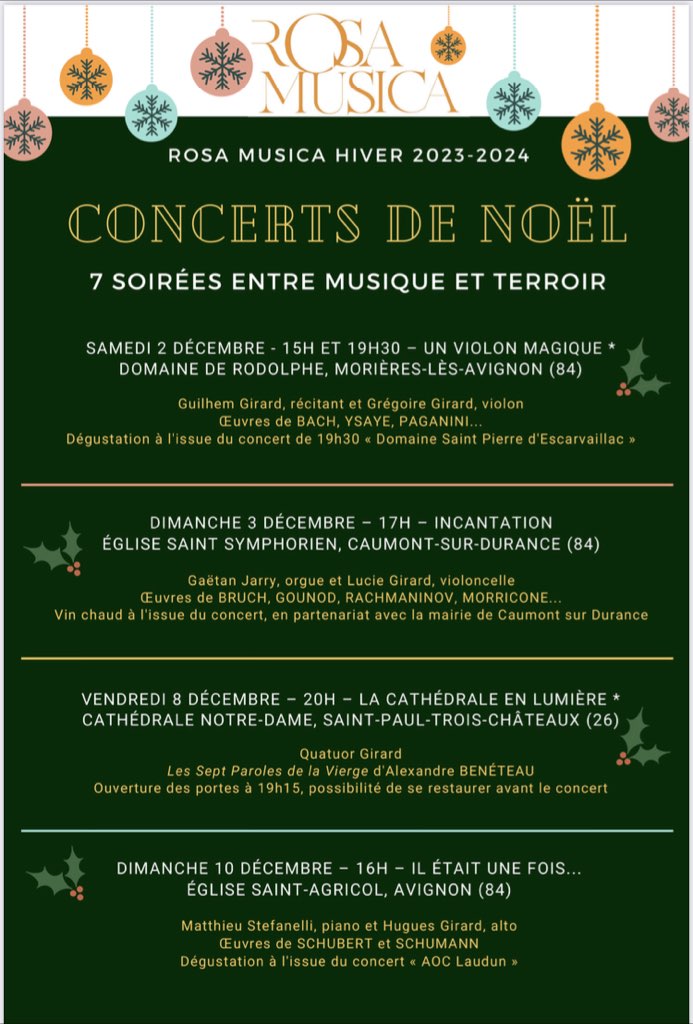 Festival Rosa Musica Hiver, en Vaucluse et au-delà (02-12-2023/ 06-01-2024)